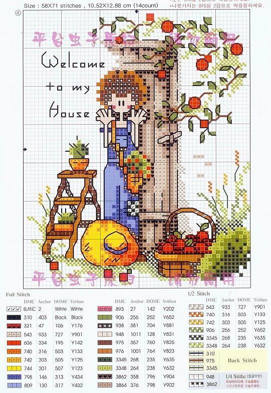 Schema Punto Croce Giardino Motivi 3