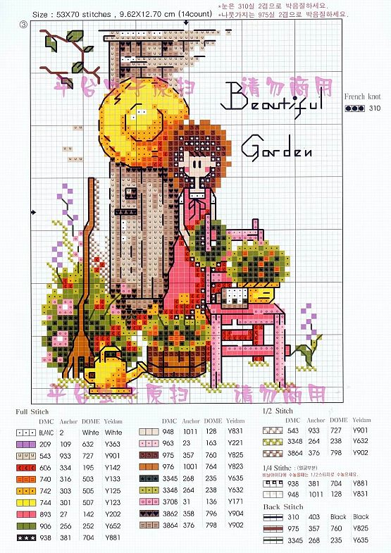 Schema Punto Croce Giardino Motivi 4
