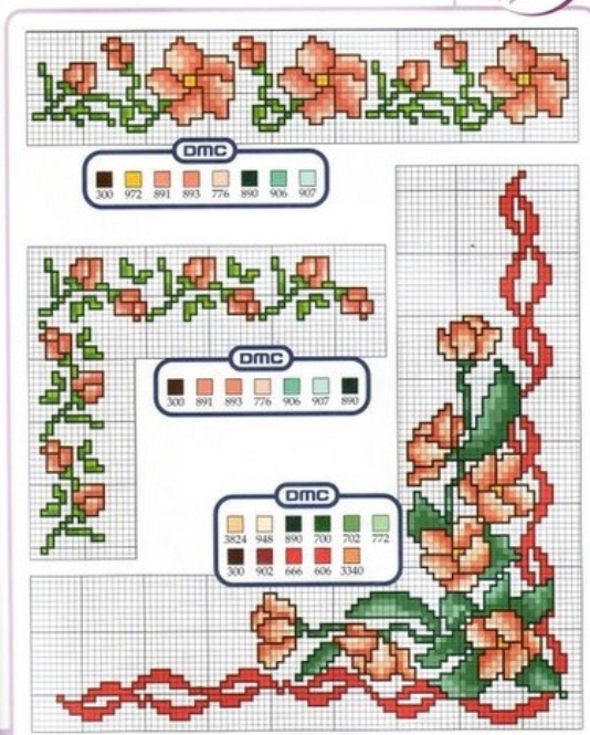 Schema Punto Croce Motivi Floreali 23