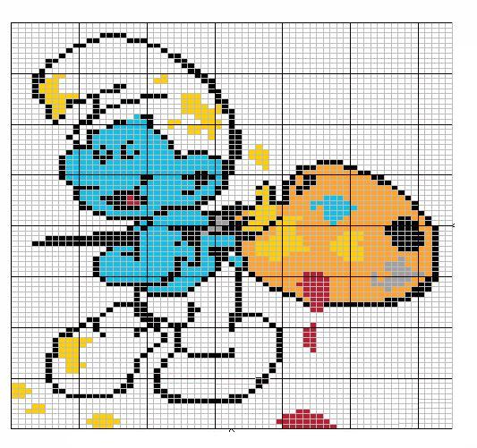 Schema Punto Croce Puffo Pittore